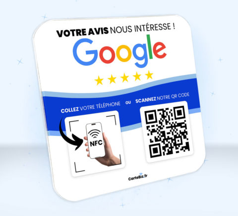 Plaque et Cartes NFC QR Code pour Avis Google - Carte Biz